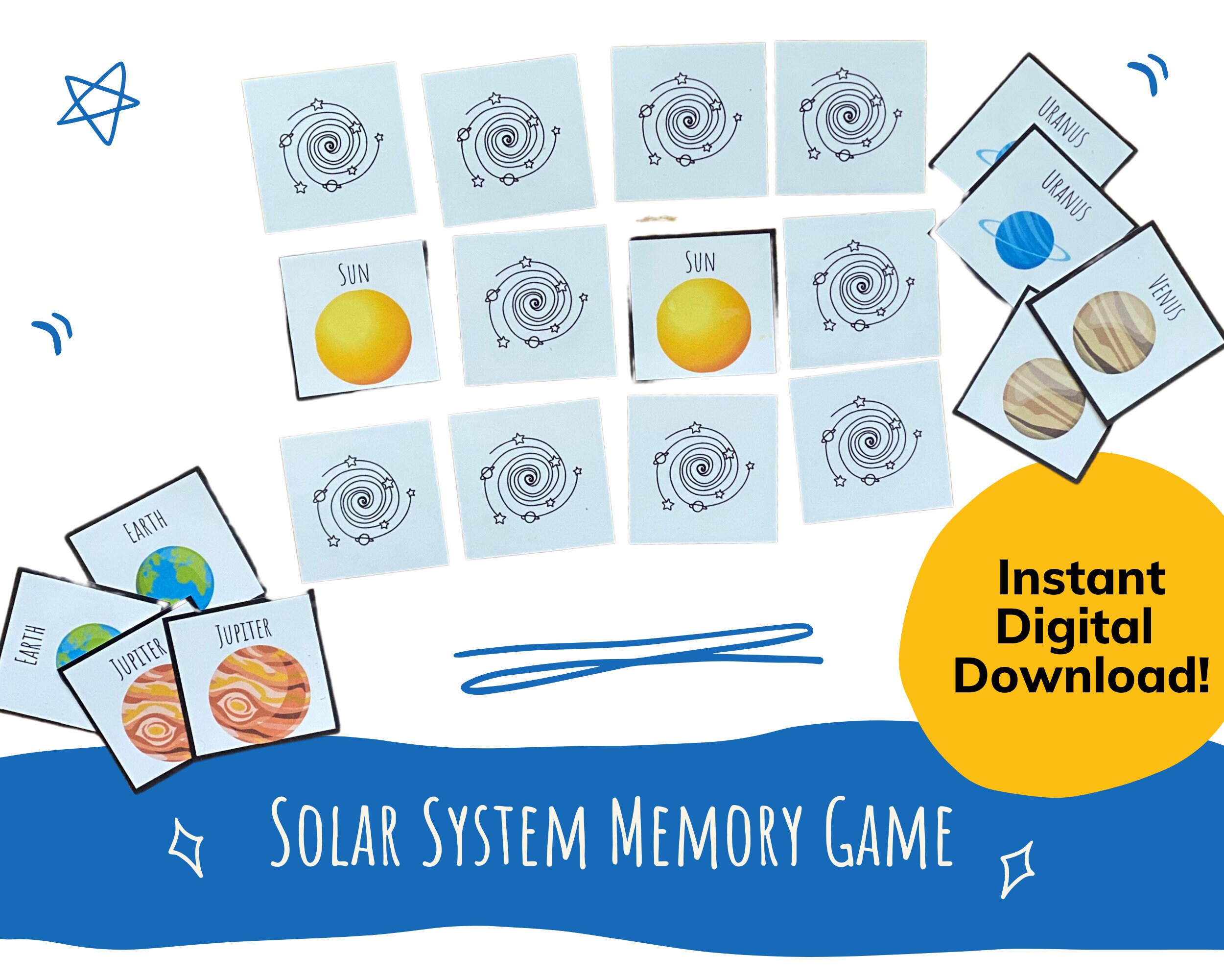 Solar System Memory Game, Preschool Activity, Pre-k Activity, Preschool ...