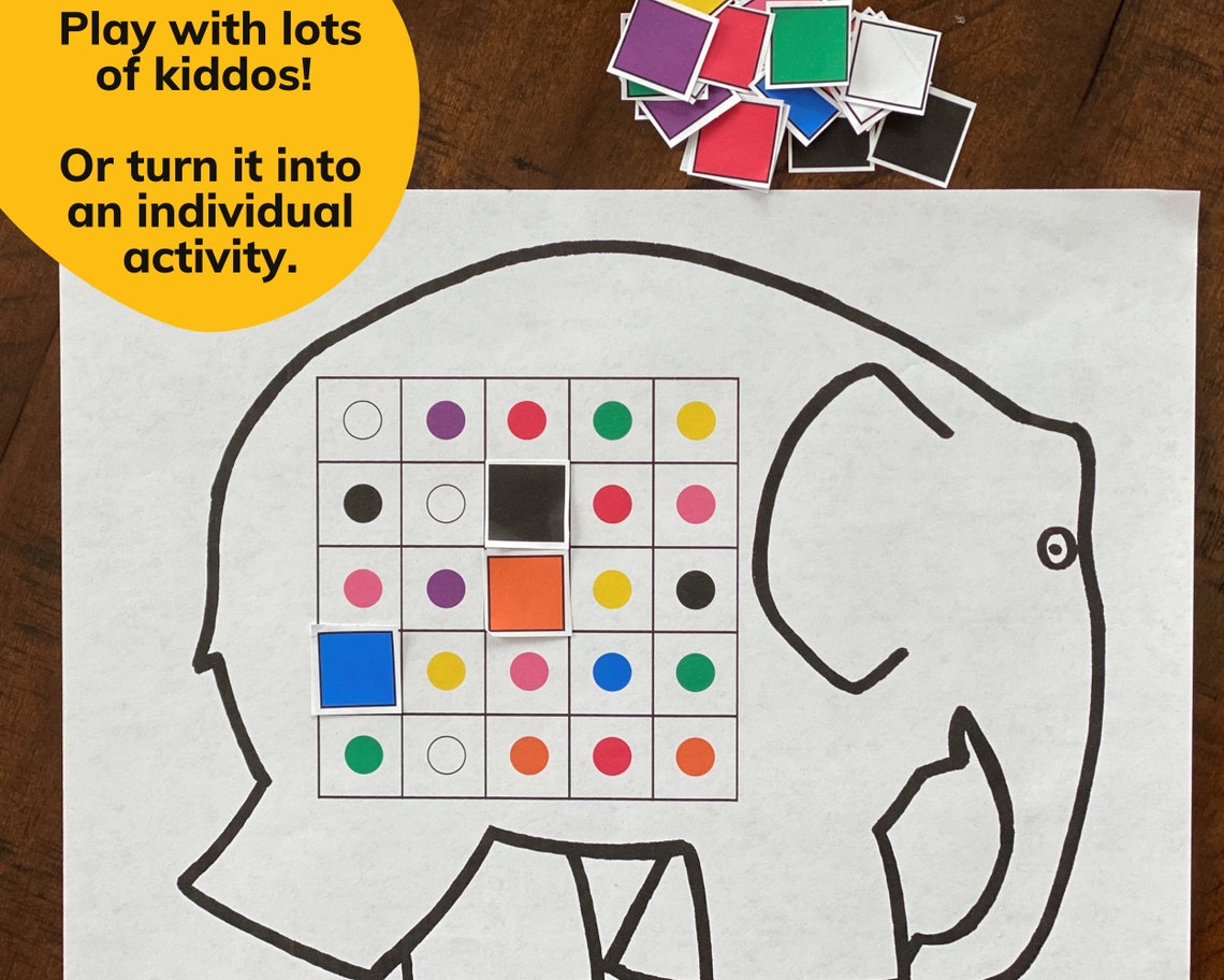 Elmer Color Bingo Game for Kids, Elmer Elephant Book Activity, Pre-k ...