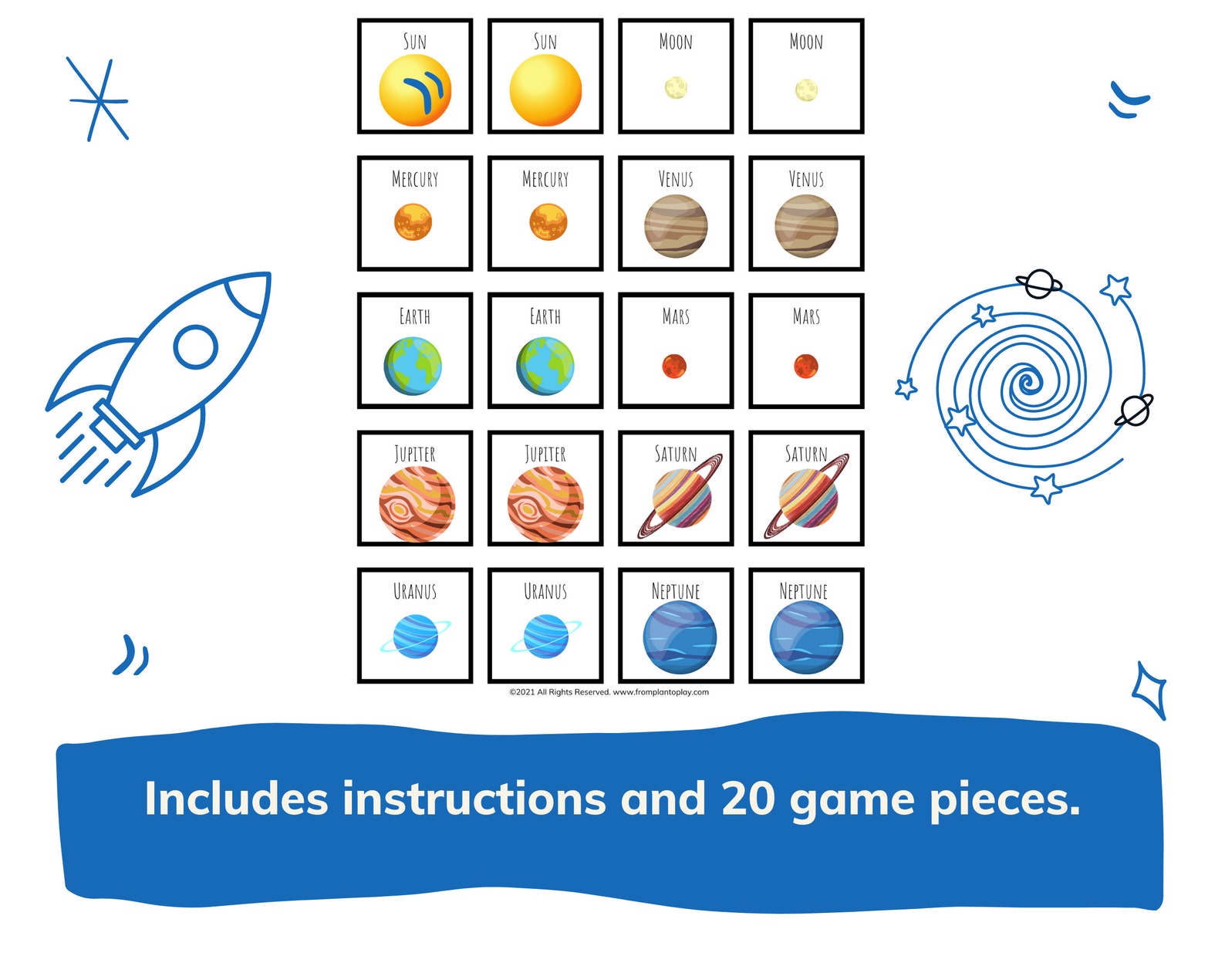 Solar System Memory Game, Preschool Activity, Pre-k Activity, Preschool ...