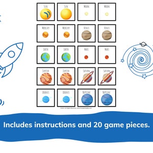 Solar System Memory Game, Preschool Activity, Pre-k Activity, Preschool ...