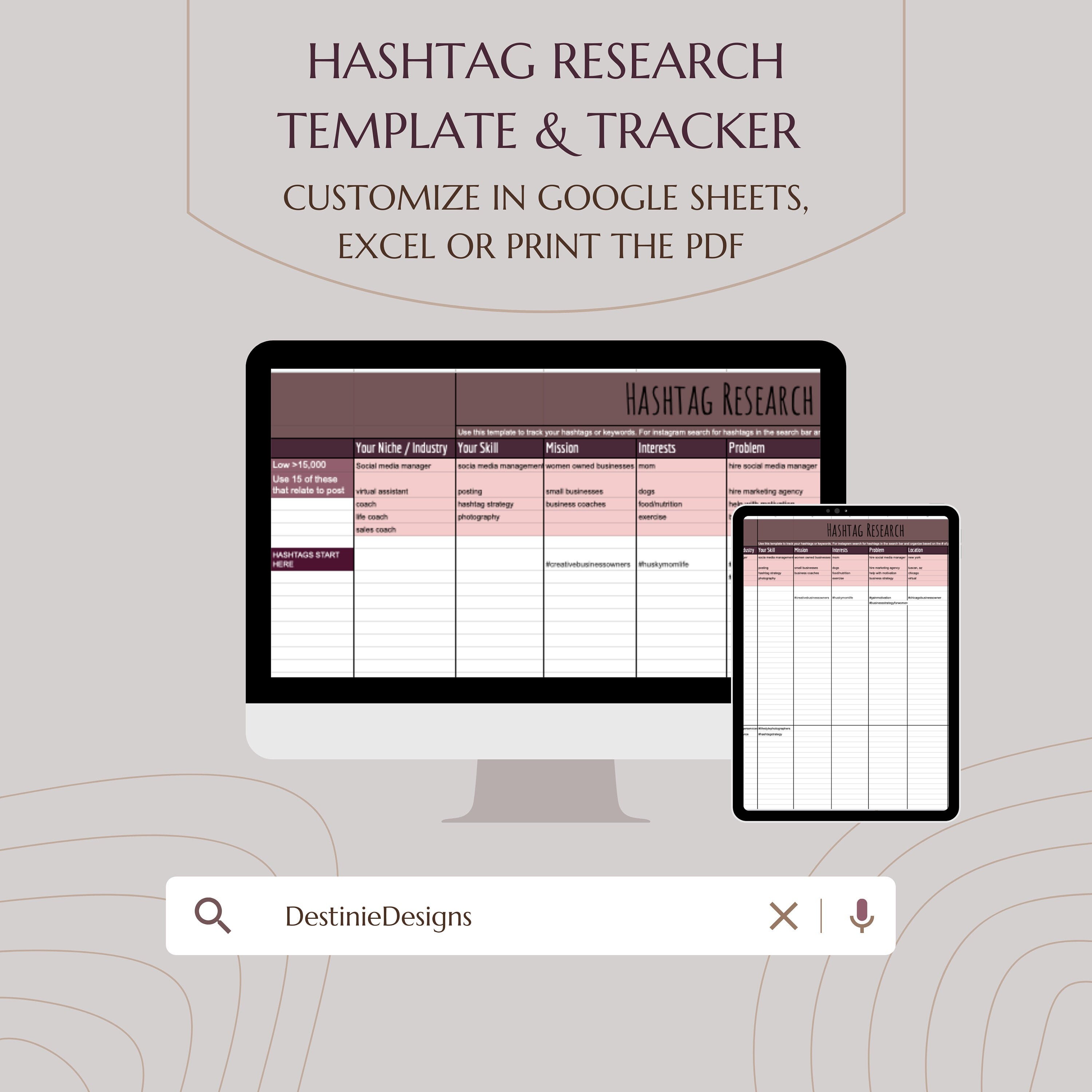Hashtag Tracker, Small Business Template, Google Sheets, Business ...