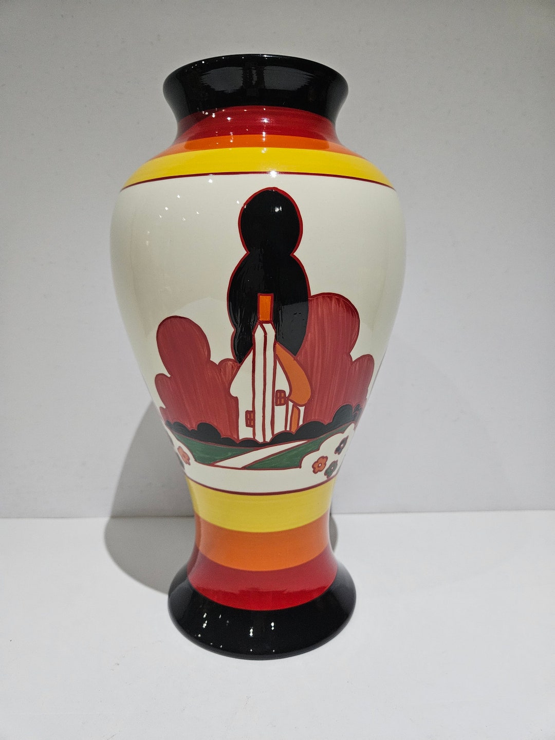 Clarice Cliff Wedgwood Bizarre Mei Ping Vase Farmhouse Pattern - Etsy Clarice Cliff Wedgwood Bizarre Mei Ping Vase Farmhouse Pattern - Etsy