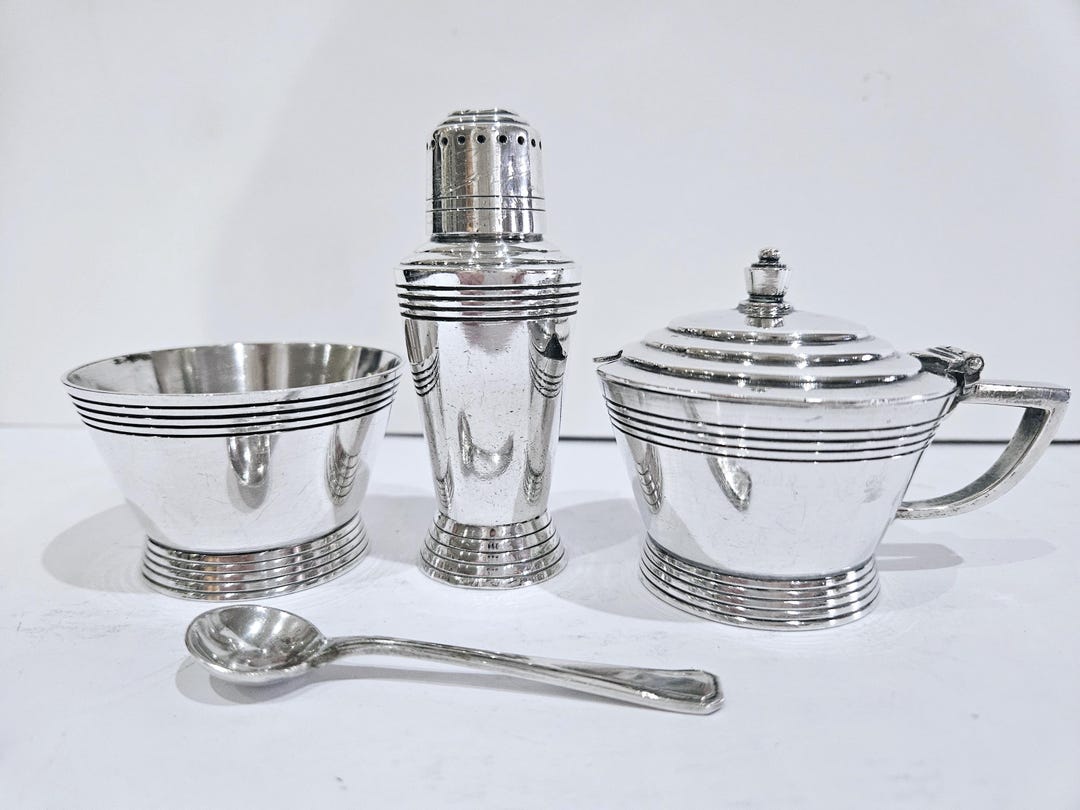 Mappin & Webb Keith Murray Art Deco Silver Plated Cruet Set Circa 1930 ...