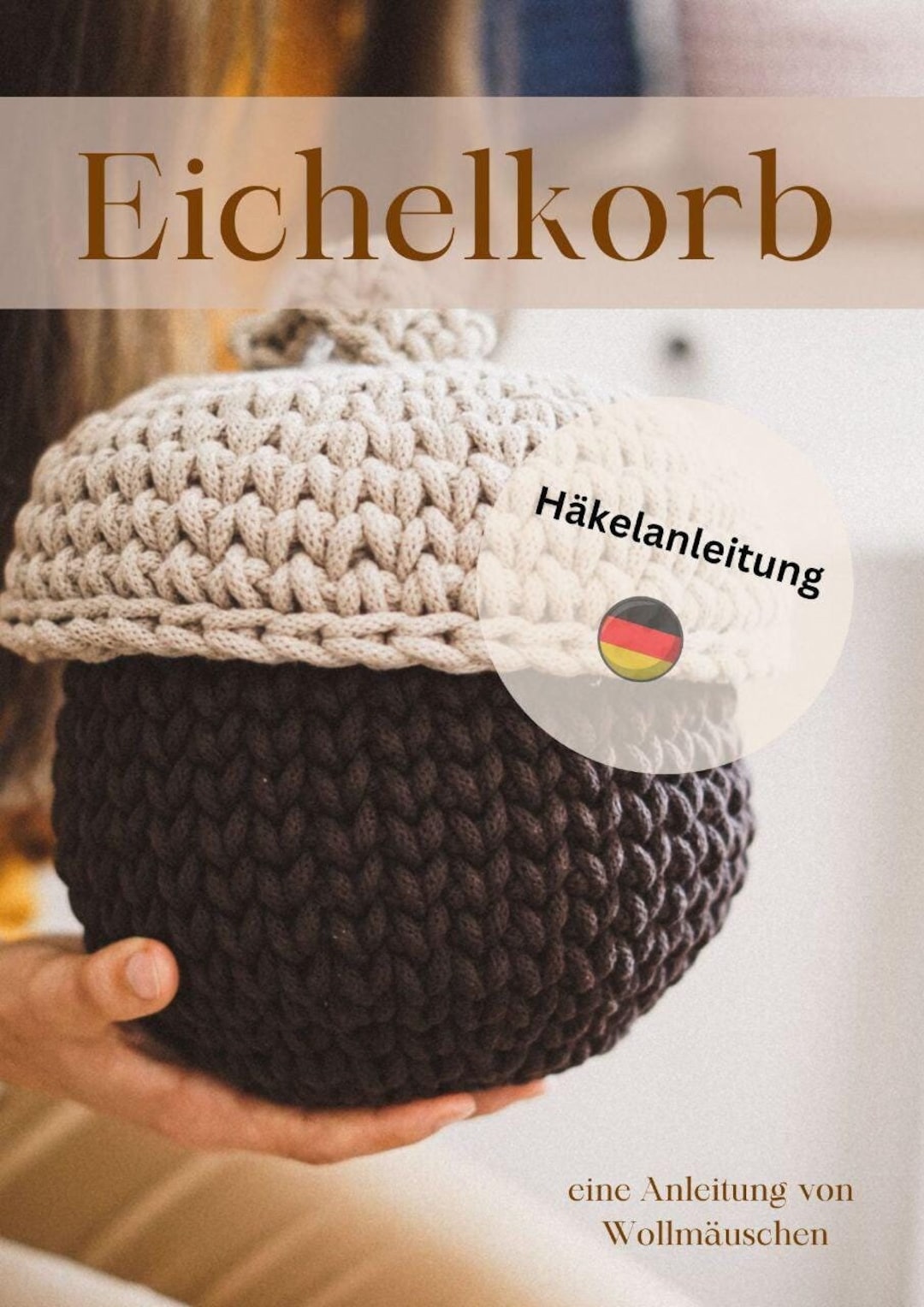 PDF "german" Crochet Pattern for an Acorn Basket Storage Basket Autumn ...
