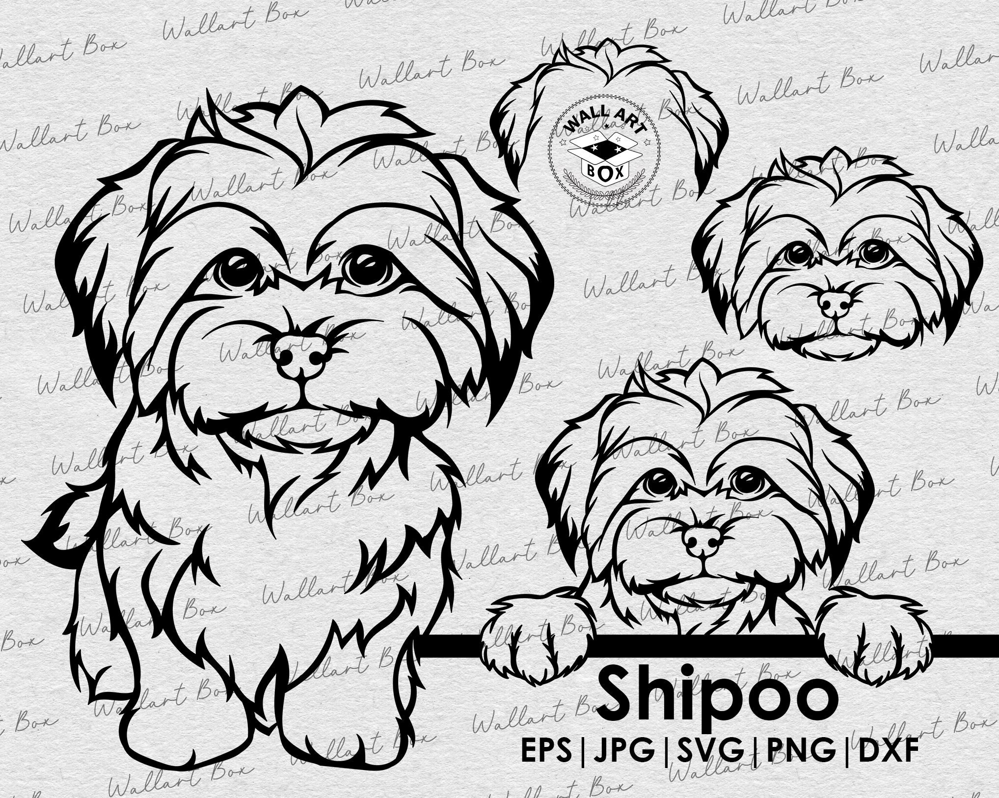 Shipoo Dog Svg Full Body Peeking Head Ears Files for Cricut - Etsy