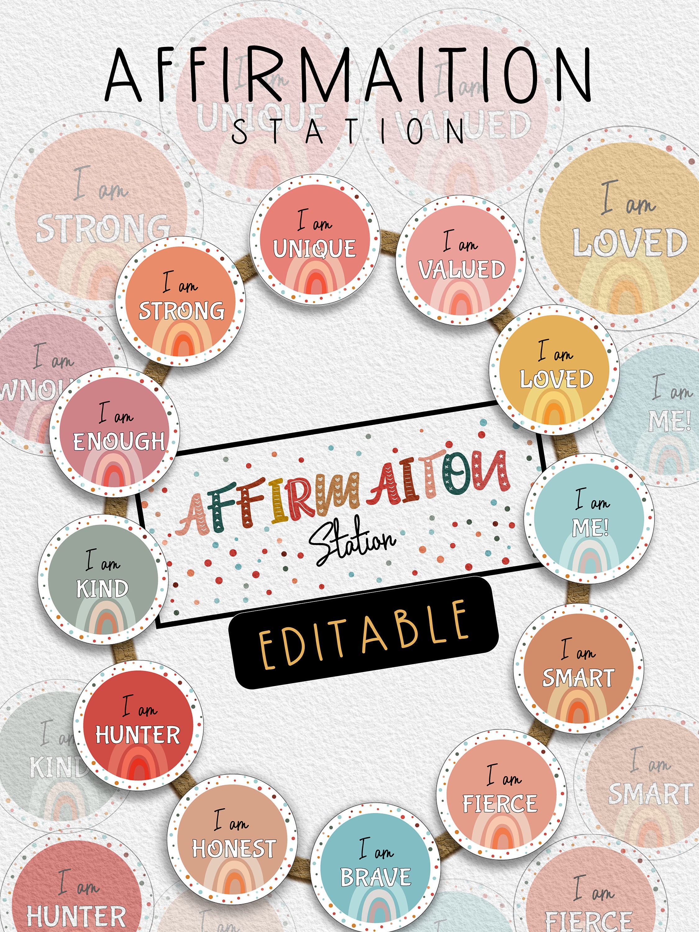 Affirmation Station Spotty Boho Positive Affirmations Mirror Display ...