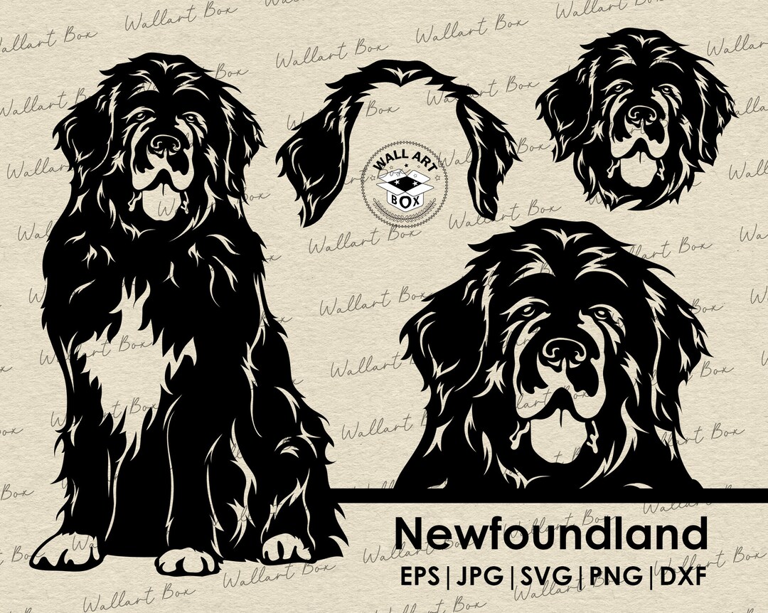 Newfoundland-dog Svg| Full Body Peeking Head Ears Files for Cricut ...