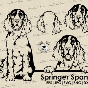 Springer Spaniel Svg Dog Full Body Peeking Head Ears Files for Cricut ...