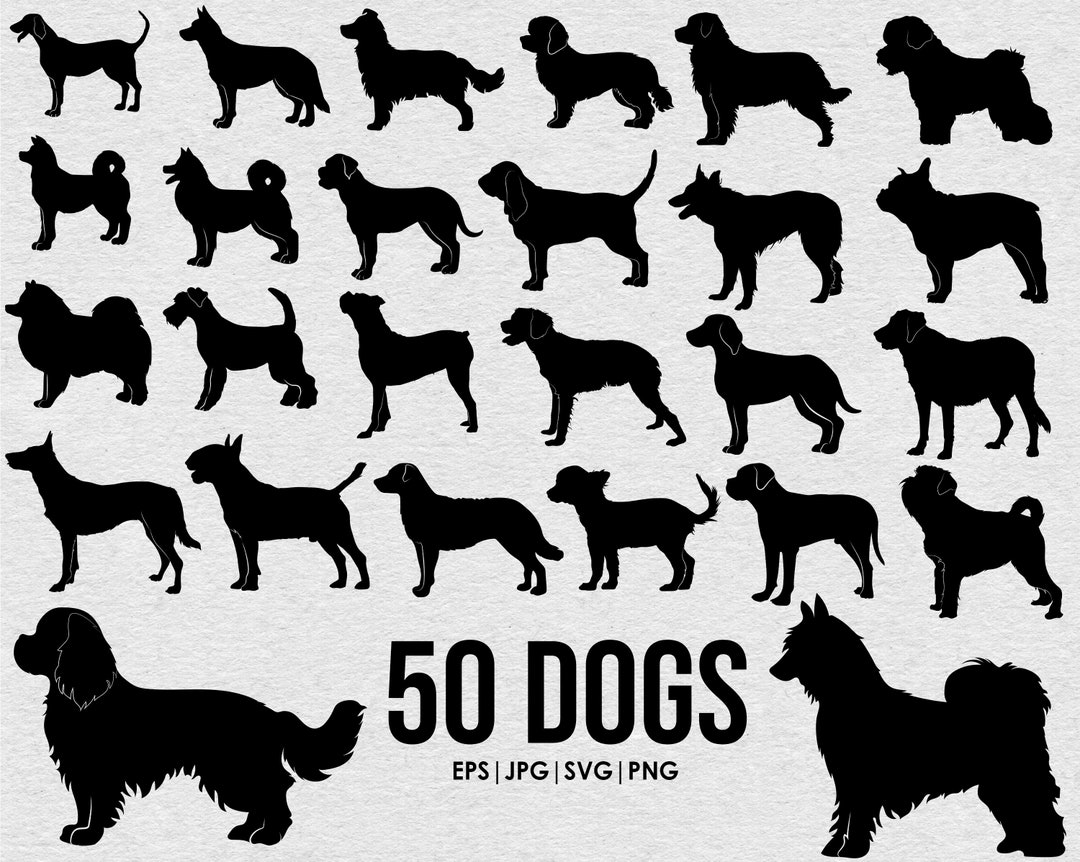 Dog Breed Silhouette BUNDLE, Digital Download, Silhouette Svg, Dog ...