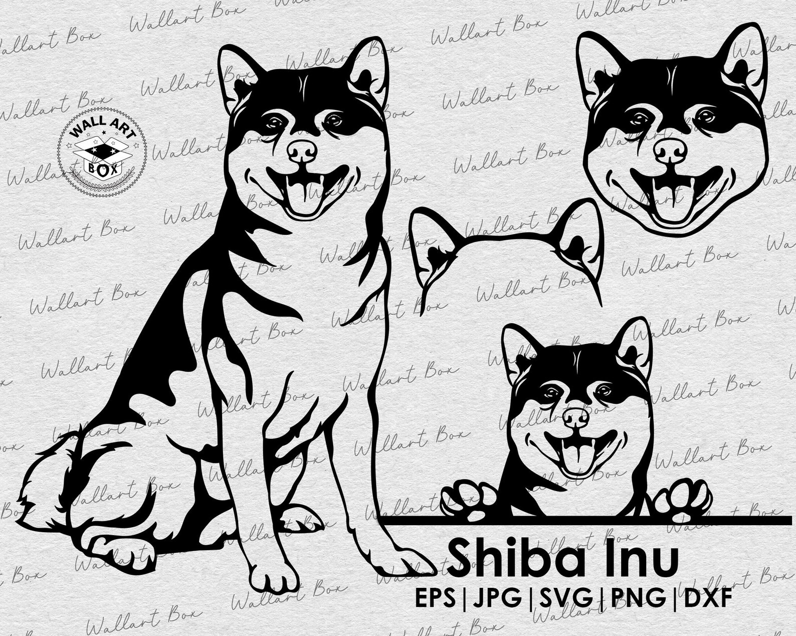 Shiba Inu Svg Dog Full Body Peeking Head Ears Files for - Etsy