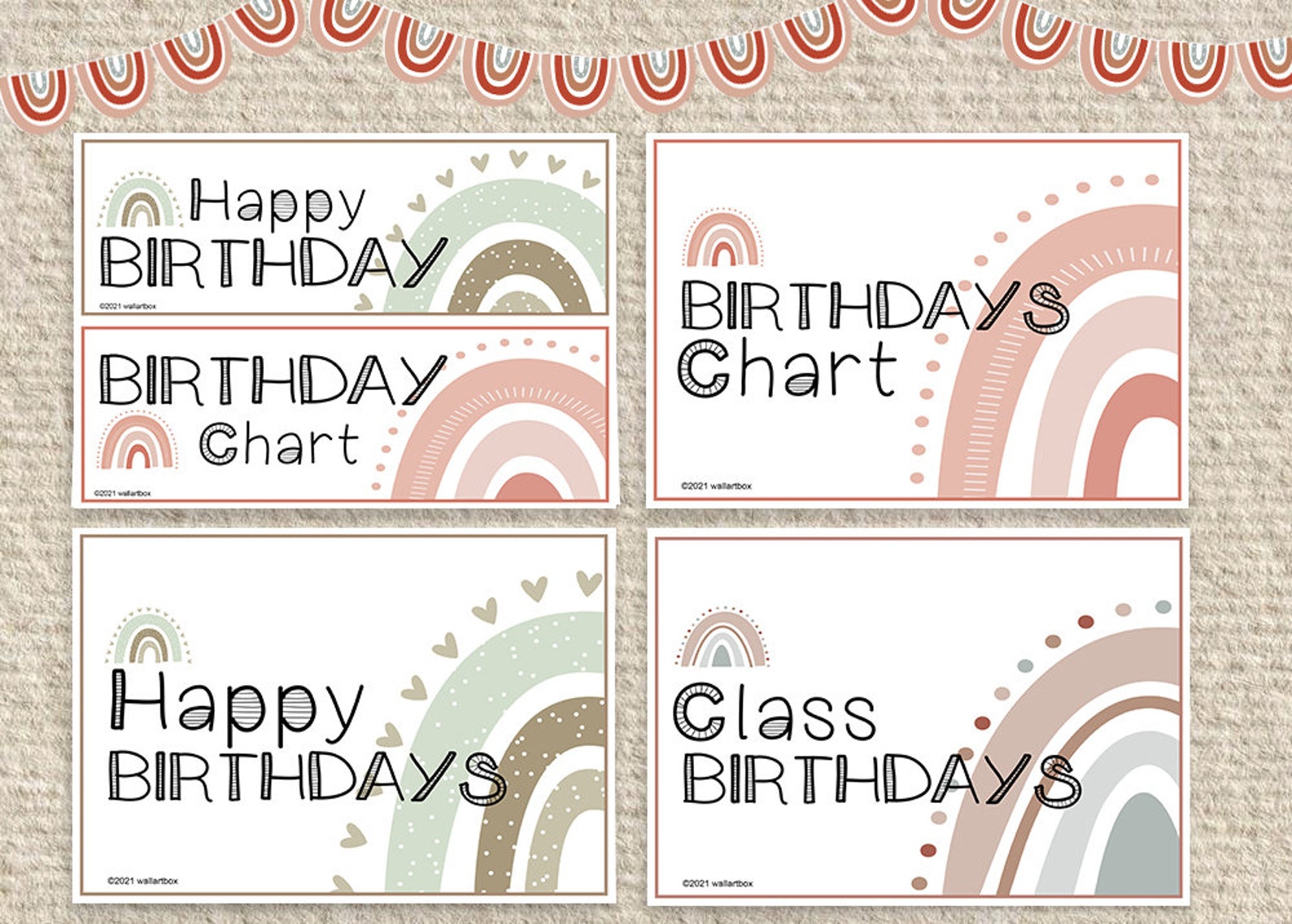Boho Rainbow Birthday Classroom Display Classroom Monthly - Etsy