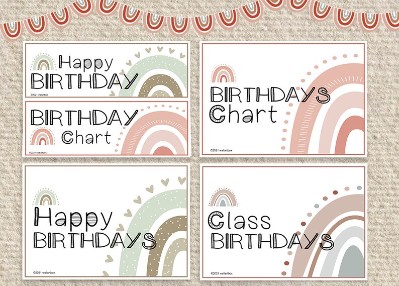 Boho Rainbow Birthday Classroom Display Classroom Monthly - Etsy