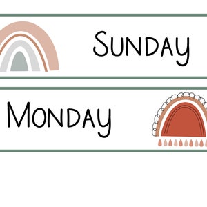 Boho Rainbow Days and Months Flashcards | Desert Neutral Classroom ...