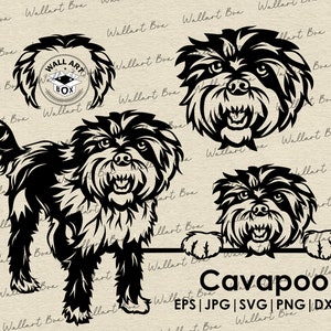 Cavapoo Dog Svg| Dog Svg Files for Cricut| Peeking Dog Clipart| Vector ...
