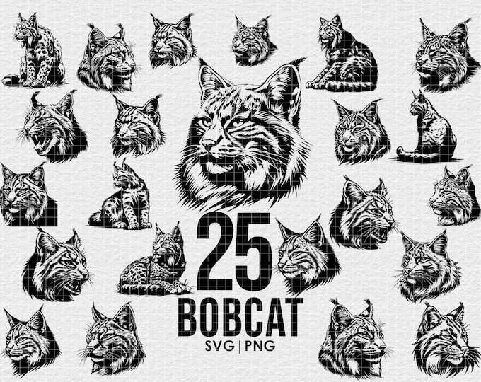 Bobcat Vector Illustration Bundle, Svg Png Bundle, Digital Download ...