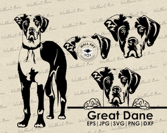 Spotted Great Dane Svg Dog Full Body Peeking Head Ears Files - Etsy