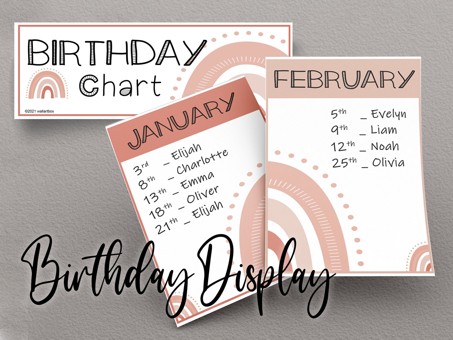 Boho Rainbow Birthday Classroom Display | Classroom Monthly Birthday ...