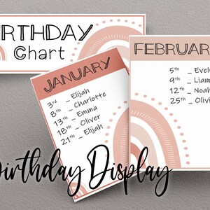 Boho Rainbow Birthday Classroom Display | Classroom Monthly Birthday ...