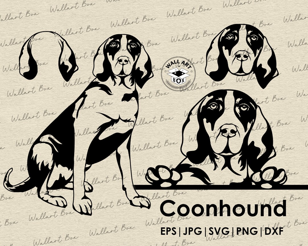 Coonhound Svg Dog Full Body Peeking Head Ears Files for Cricut| Clipart ...