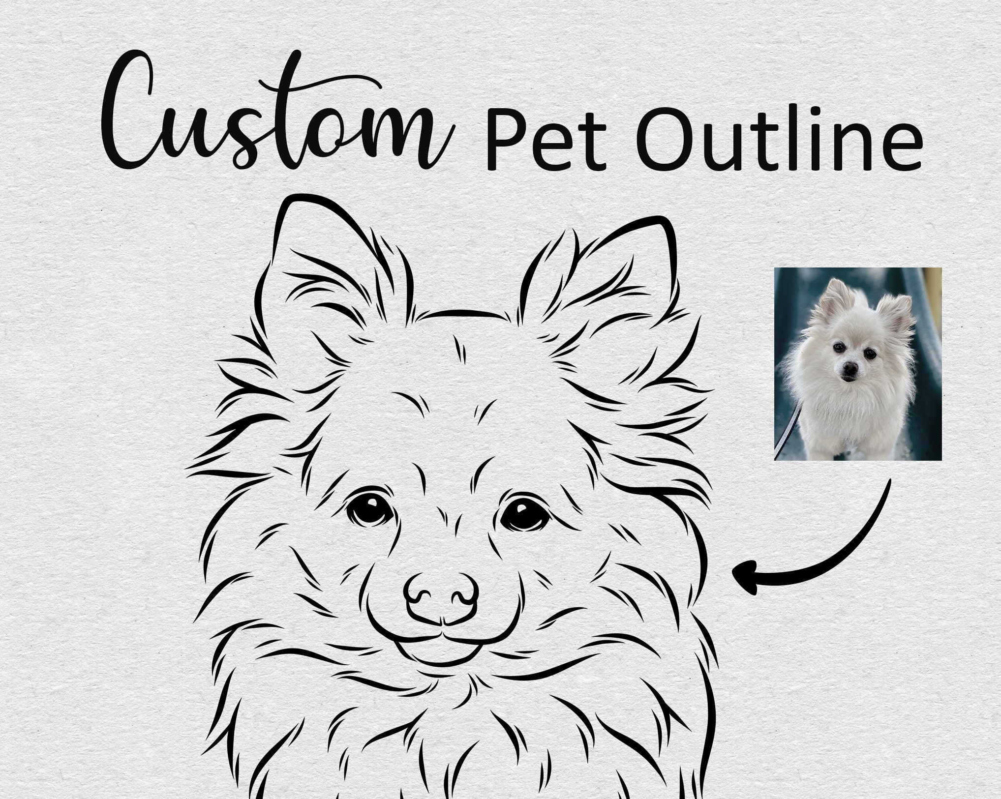 Custom Pet Outline Drawing, Dog Ear Drawing, Pet Tattoo Design, Cat ...