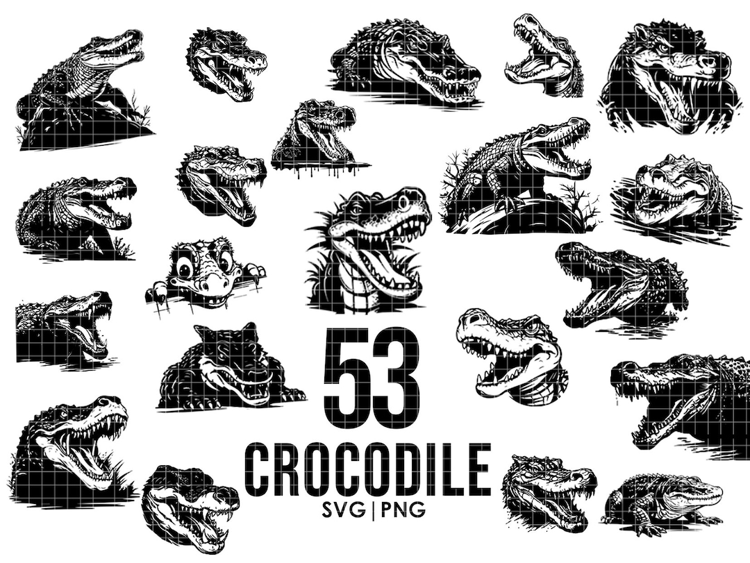 Crocodile Vector Illustration Bundle, Svg Png Bundle, Digital Download ...