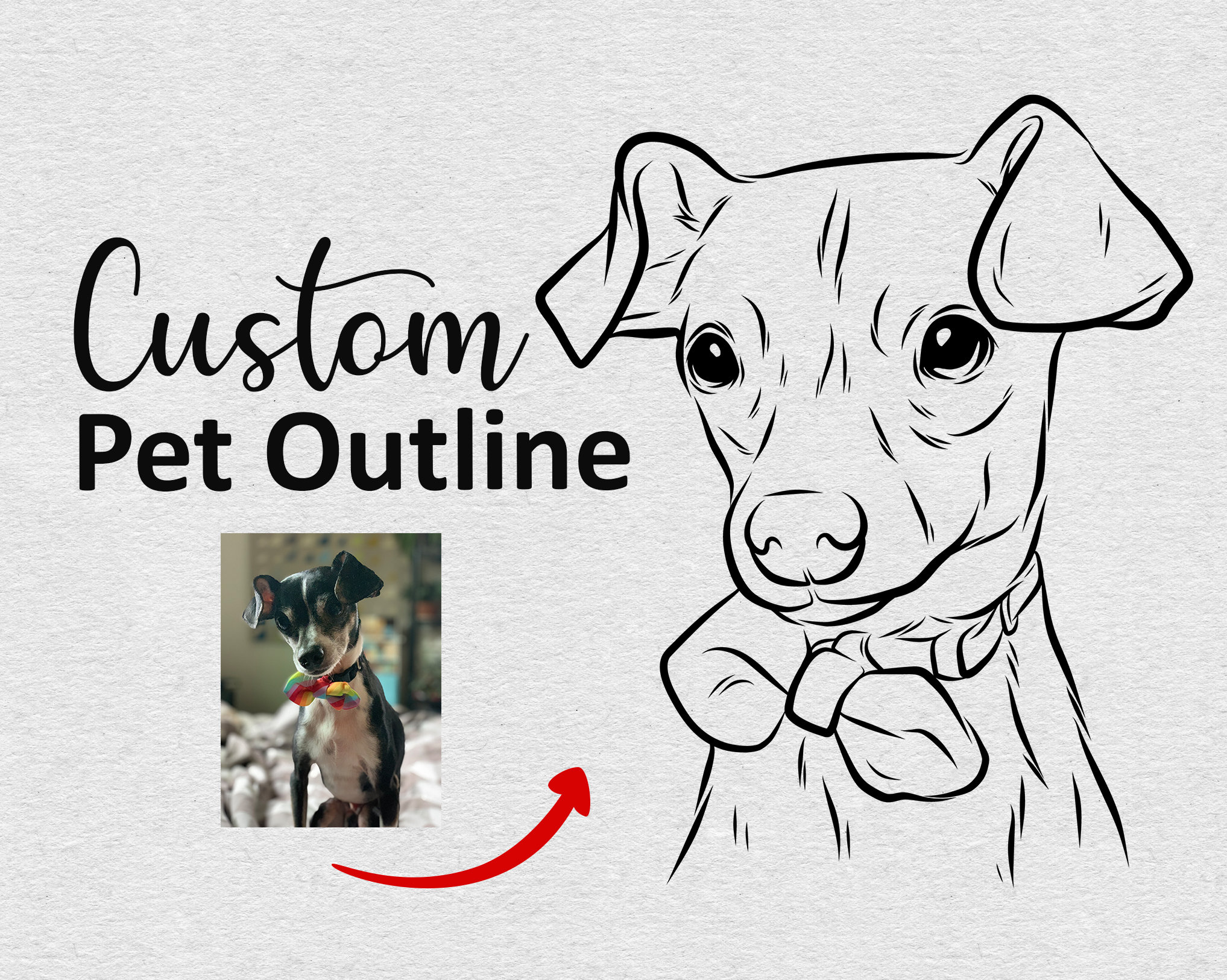 Custom Pet Outline Drawing, Dog Ear Drawing, Pet Tattoo Design, Cat ...