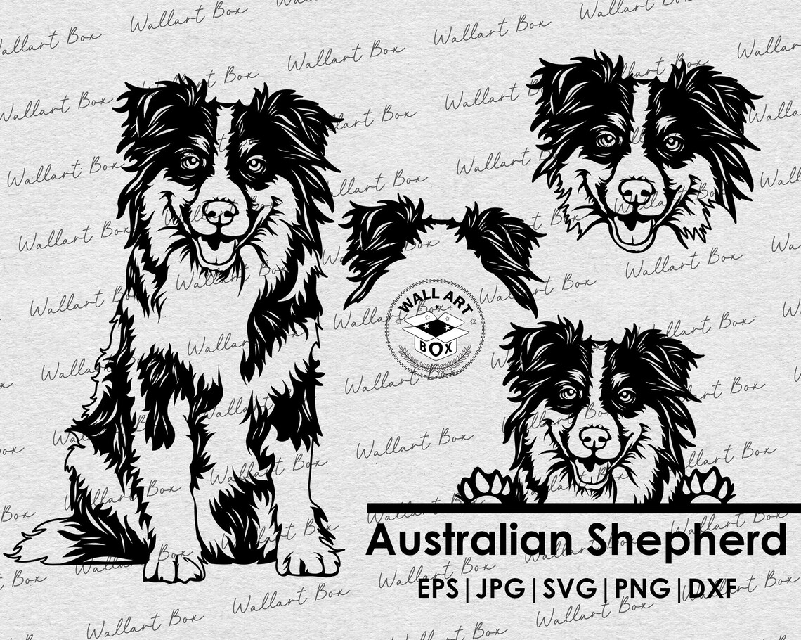 Australian Shepherd Svg Dog Svg Files for Cricut Peeking Dog - Etsy