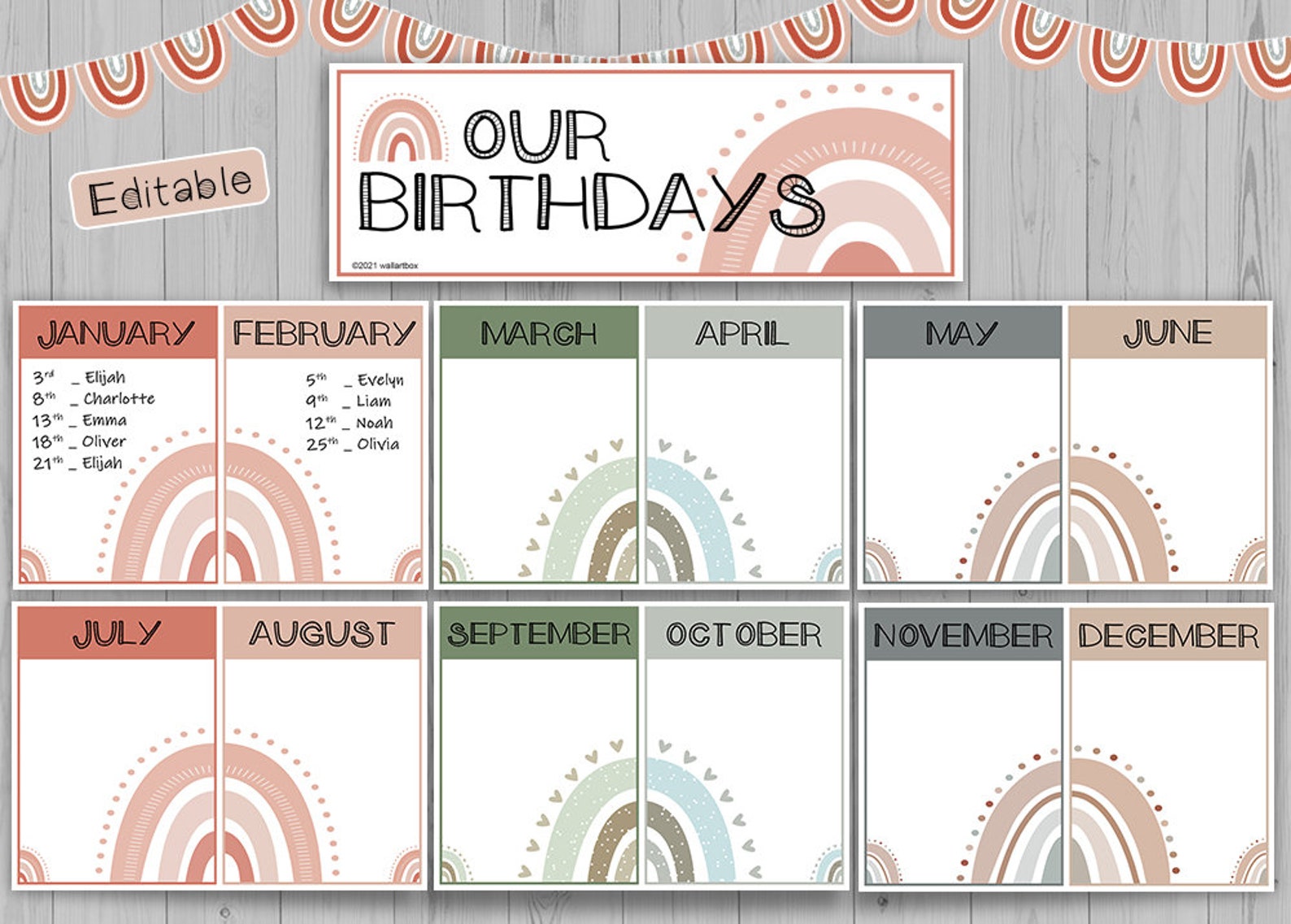 Boho Rainbow Birthday Classroom Display Classroom Monthly | Etsy