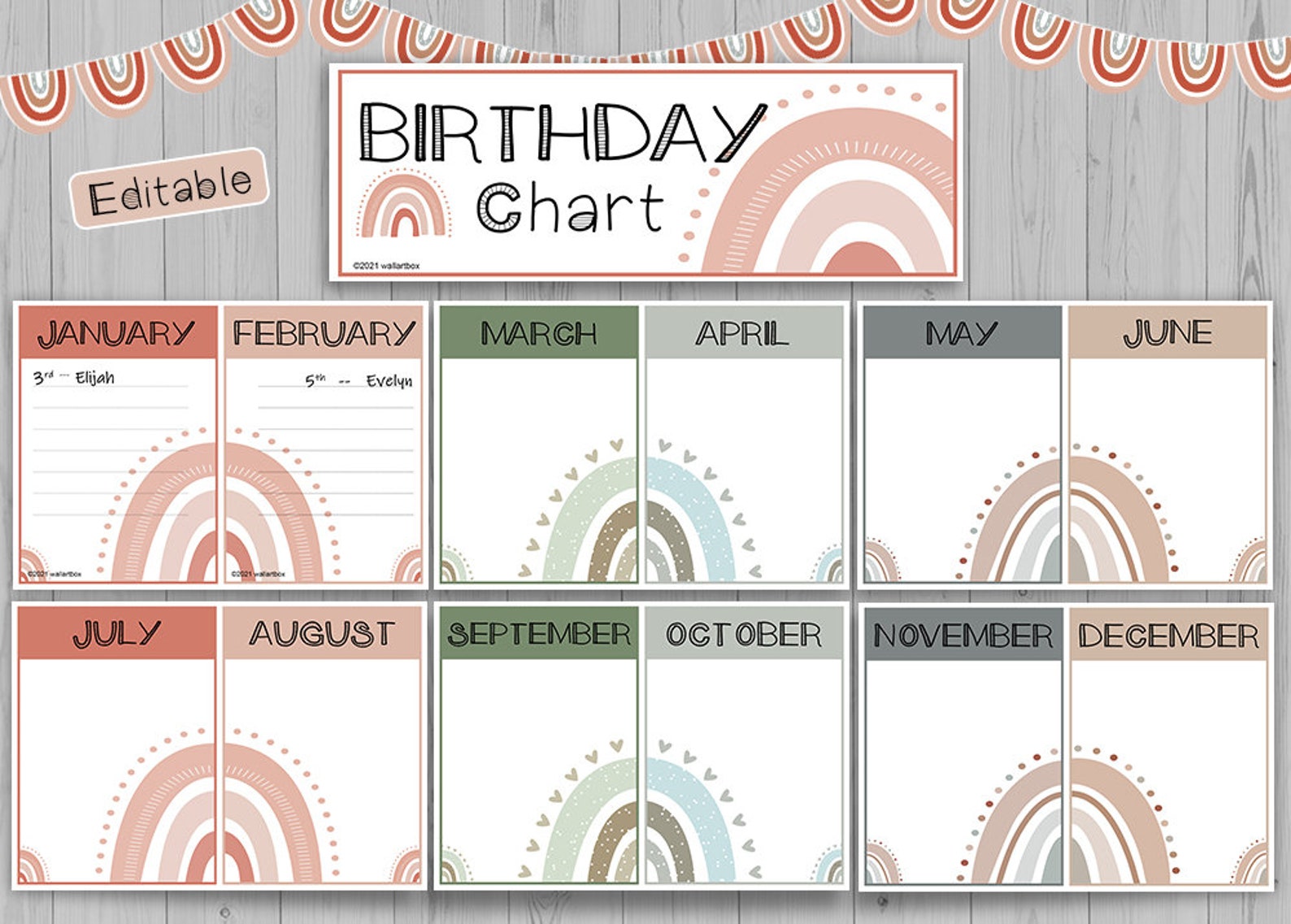Boho Rainbow Birthday Classroom Display Classroom Monthly - Etsy