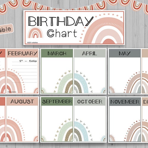 Boho Rainbow Birthday Classroom Display Classroom Monthly - Etsy