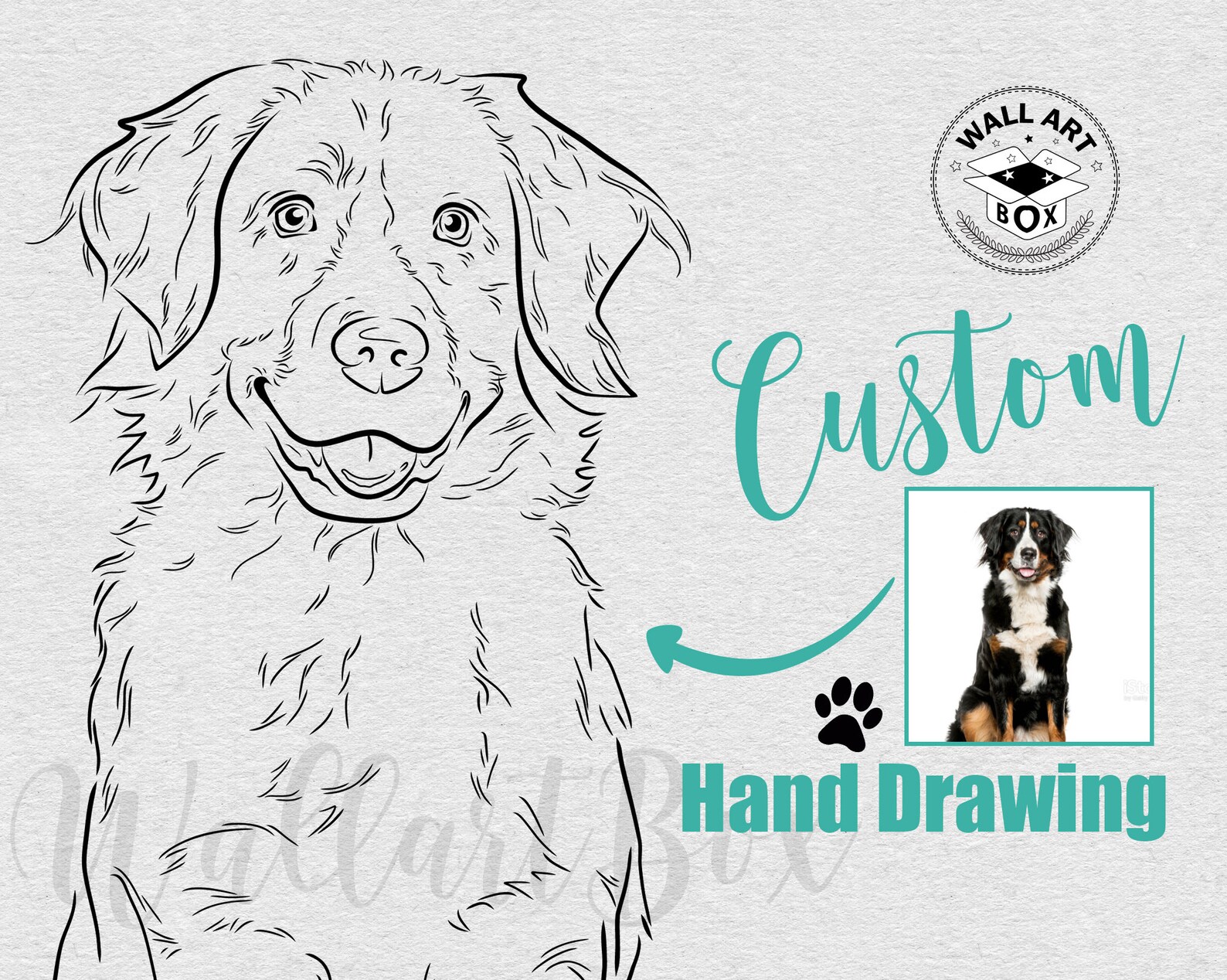 Custom Pet Ear Outline Digital Hand Drawn Dog Line Drawing - Etsy