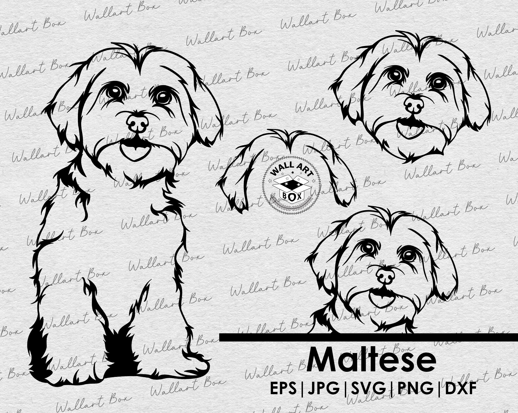 Maltese Svg Dog Full Body Peeking Head Ears Files for Cricut| Clipart ...
