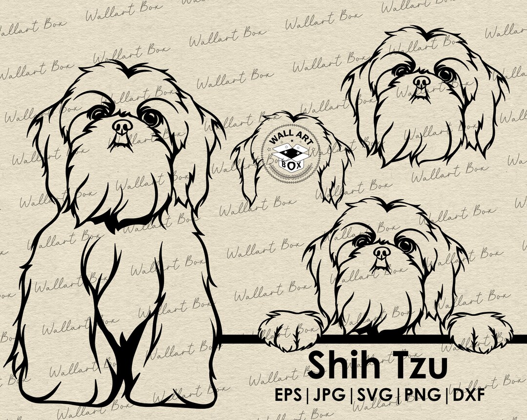 Shih Tzu Svg- Shih Tau Face-dog Svg Files for Cricut- Peeking Dog -full ...