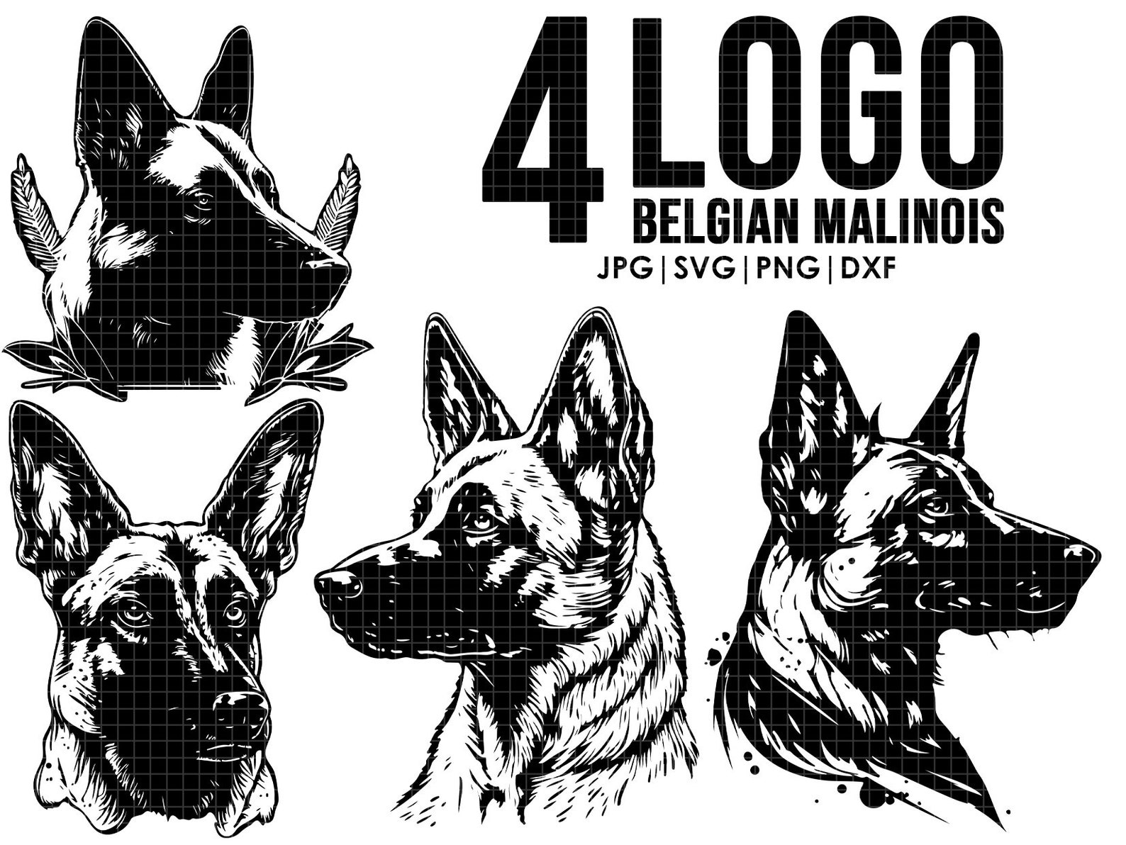 Belgian Malinois SVG Mega Bundle Drawing, Full Body, Peeking ...