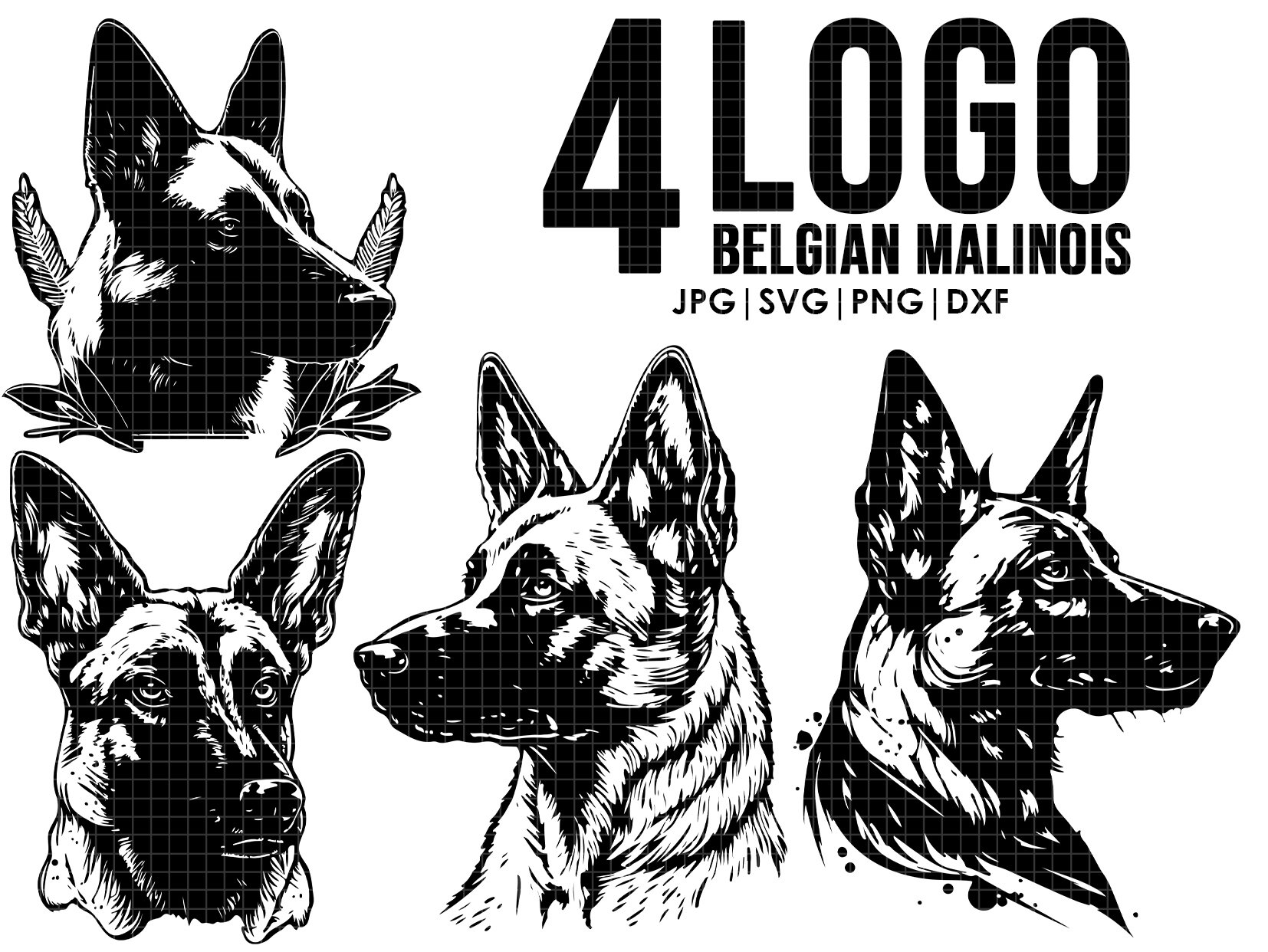 Belgian Malinois SVG Mega Bundle Drawing, Full Body, Peeking ...