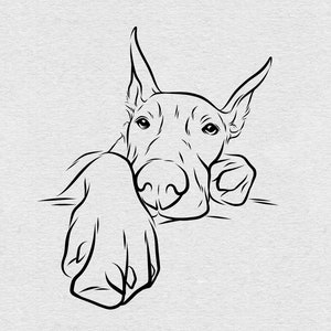 Custom Pet Ear Outline, Digital Hand Drawn, Half Body Dog Line Drawing ...