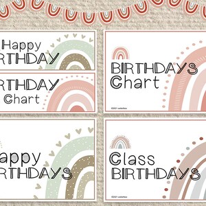 Boho Rainbow Birthday Classroom Display | Classroom Monthly Birthday ...