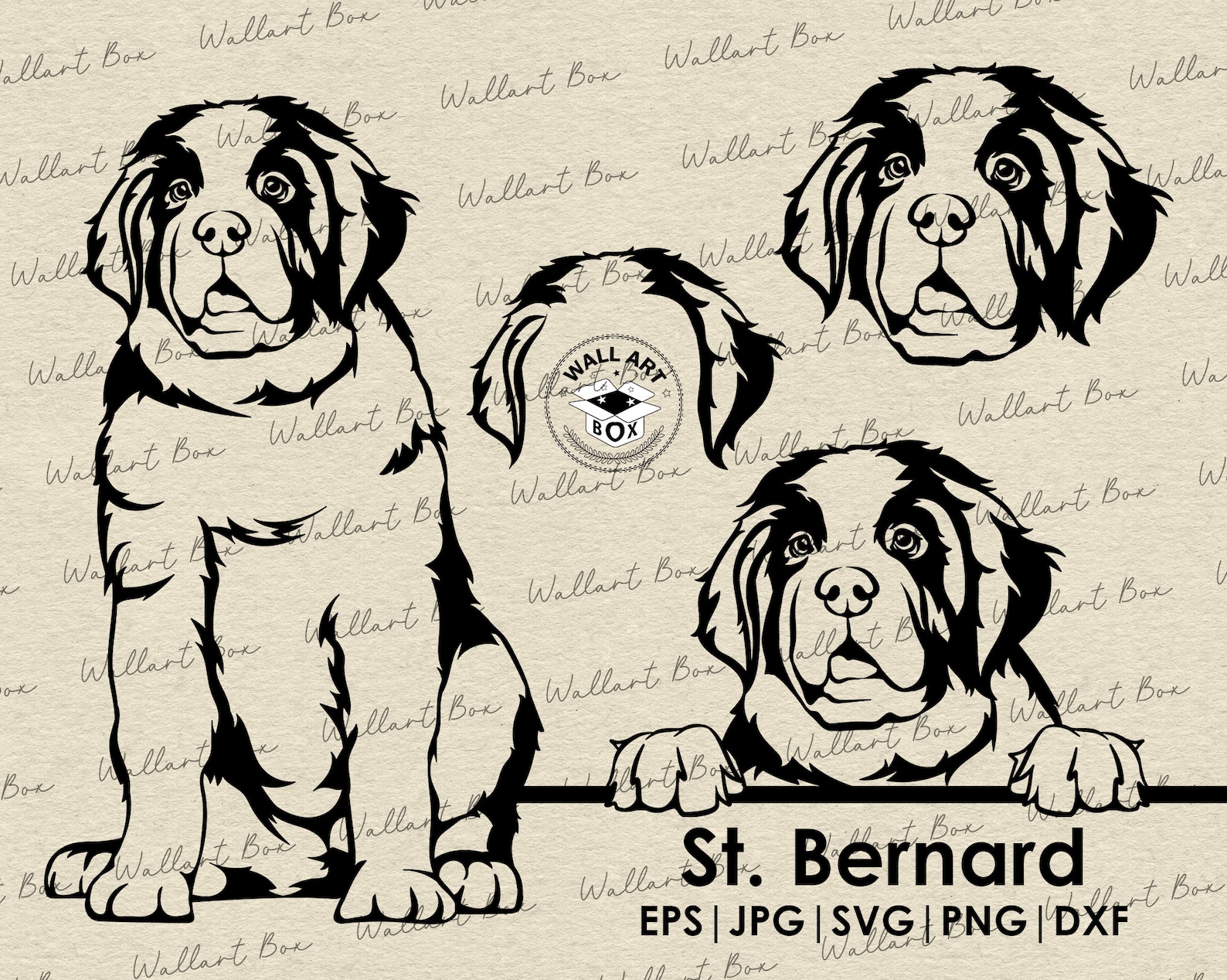 Saint Bernard Svg Dog Full Body Peeking St. Bernard Head Ears - Etsy