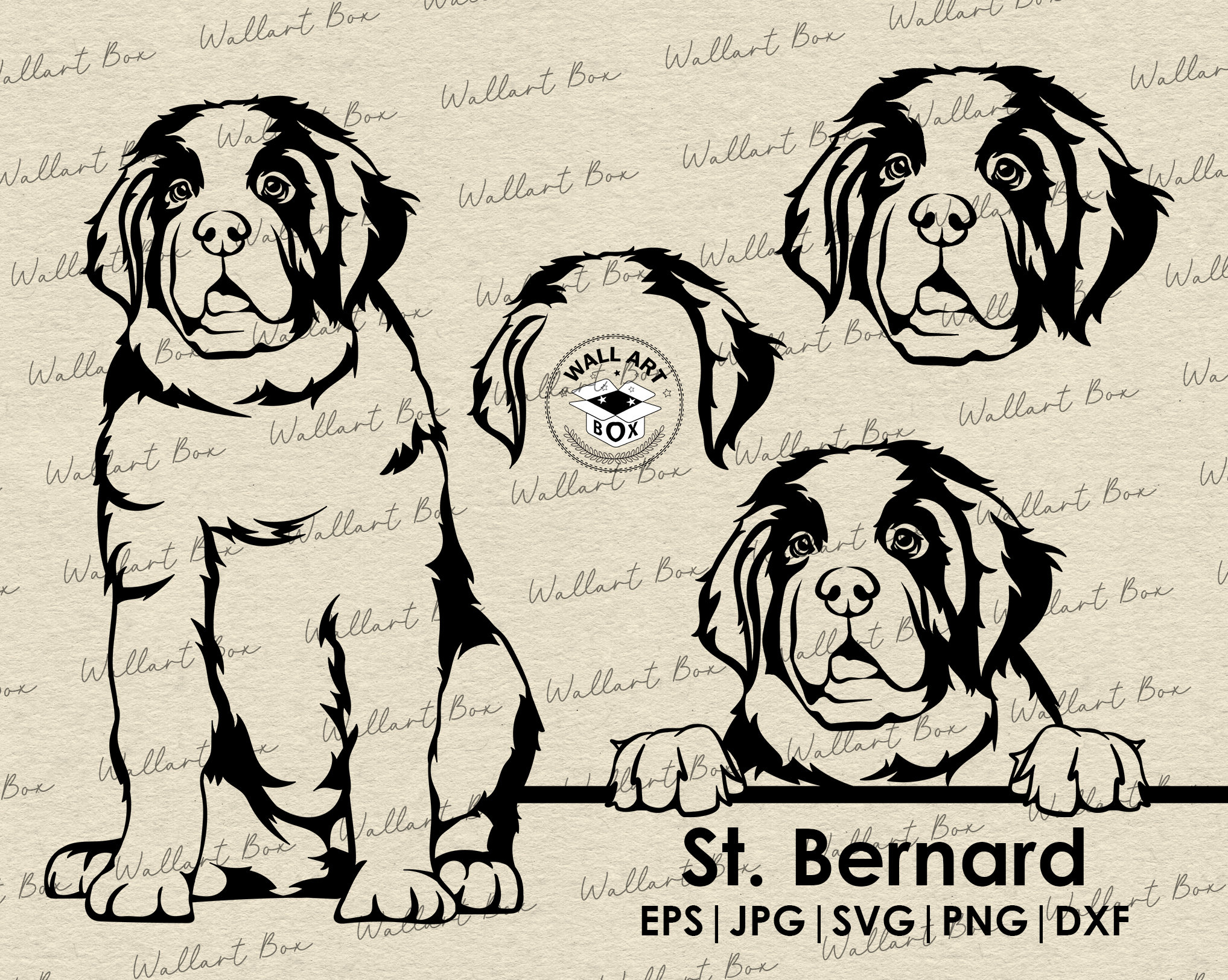 Saint Bernard Svg Dog Full Body Peeking St. Bernard Head Ears - Etsy