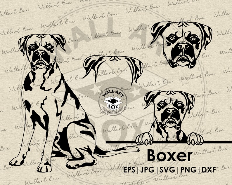 Boxer Dog Svg Dog Full Body Peeking Head Ears Files for - Etsy