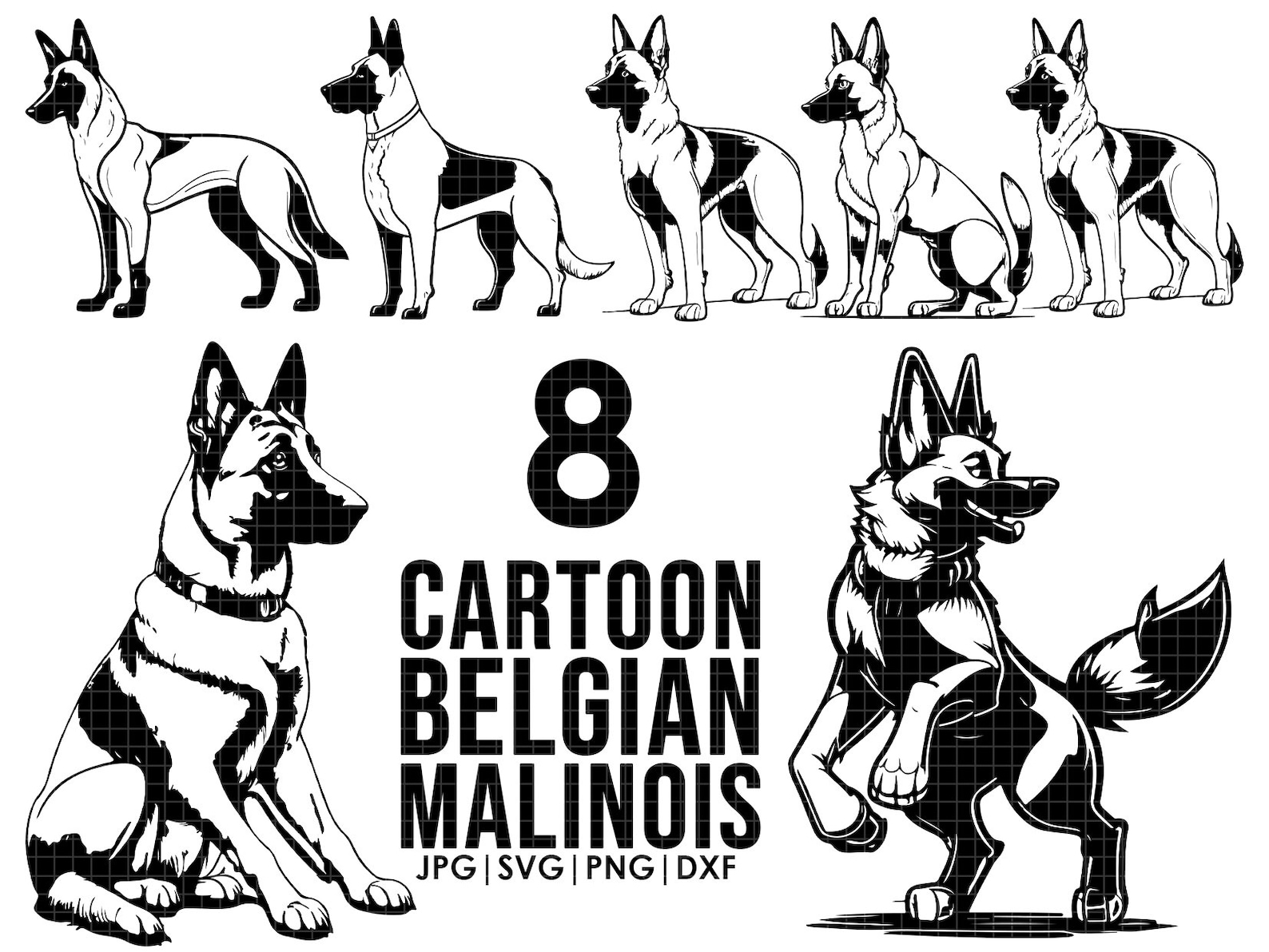 Belgian Malinois SVG Mega Bundle Drawing, Full Body, Peeking ...