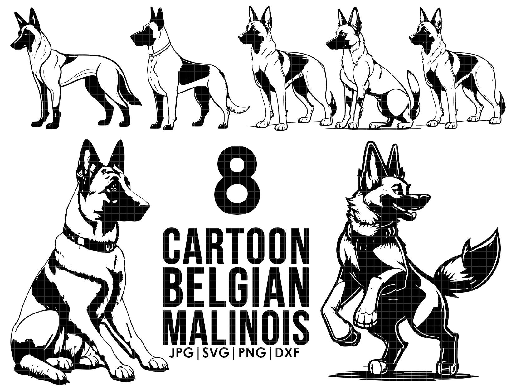 Belgian Malinois SVG Mega Bundle Drawing, Full Body, Peeking ...