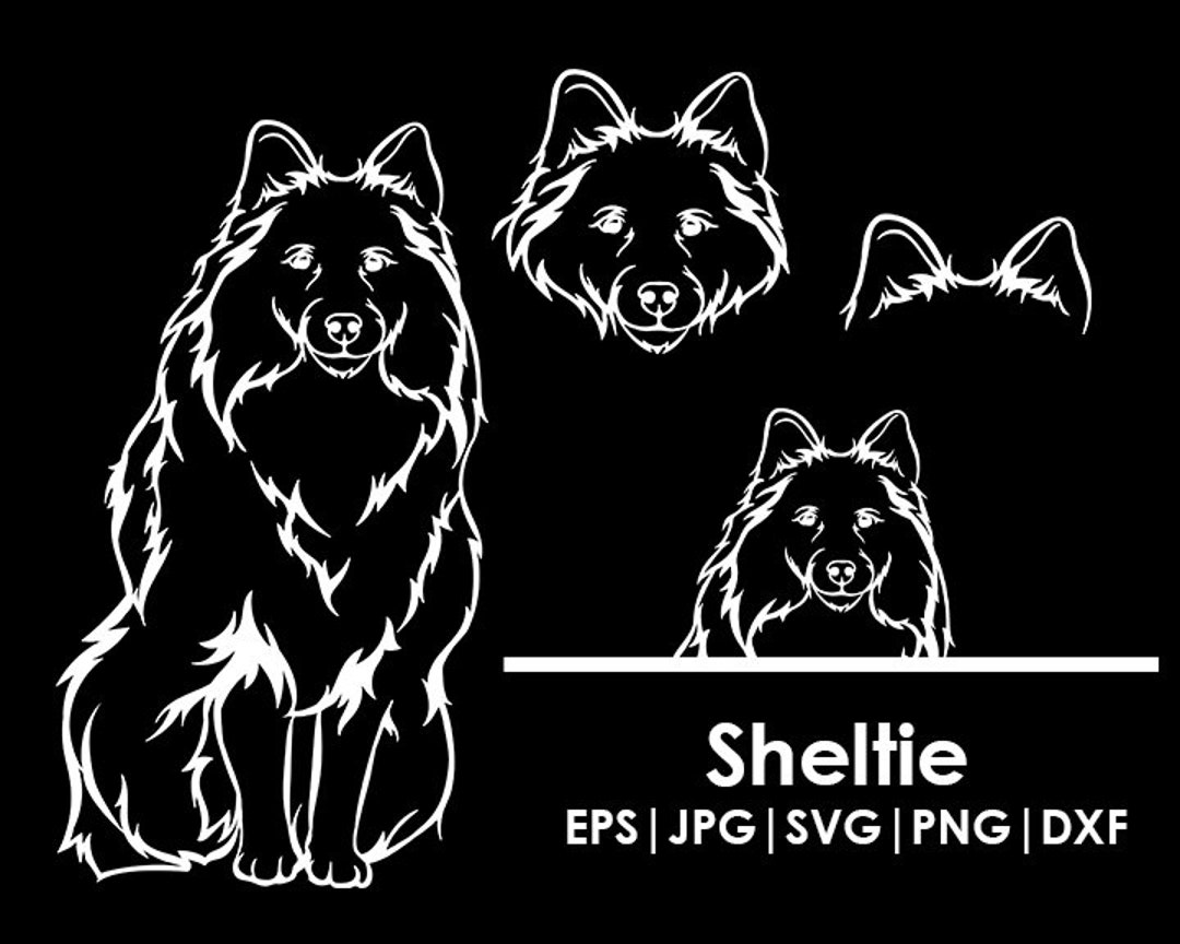 Sheltie Dog Head, Full Body, Peeking, Dog Ear, Files Cricut| Clipart ...