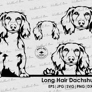 Long Hair Dachshund Svg Cut File Dog Peeking for Cricut| Dachshund Full ...