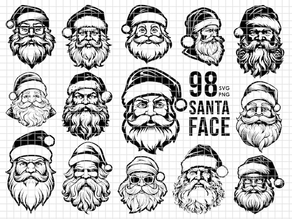 Santa Face Silhouette Svg Page 33 | Santa Hat Silhouette Vector Art,