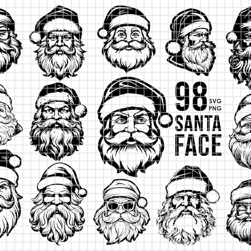 Santa Face Svg - Etsy