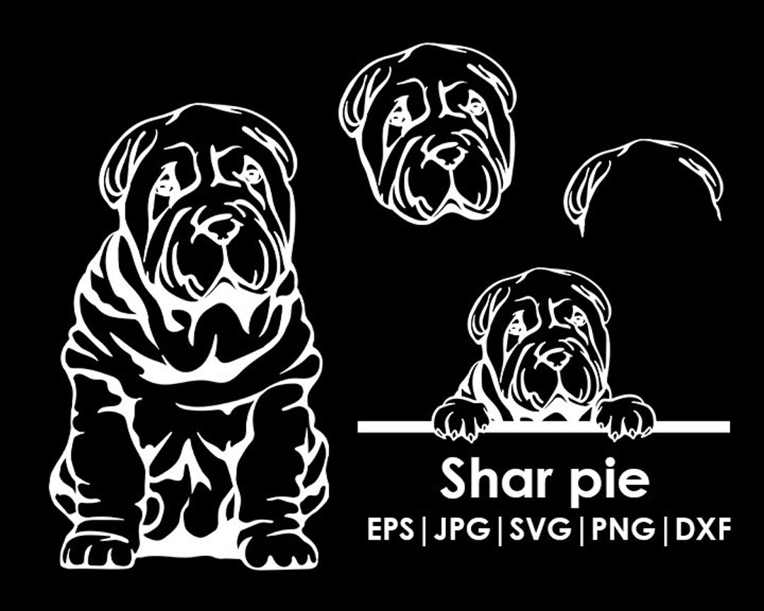 Shar Pie Dog Head, Full Body, Peeking, Dog Ear, Files Cricut| Clipart ...