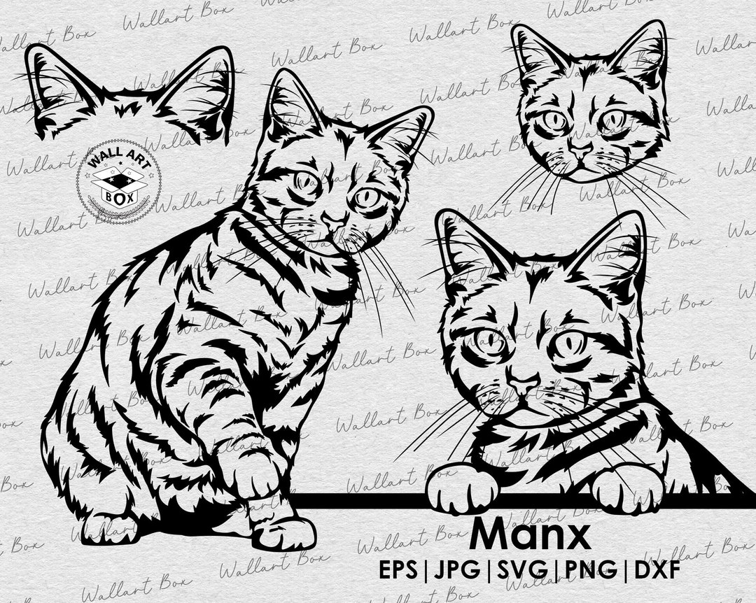 Manx Cat Svg| Cat Svg Files for Cricut| Peeking Cat Clipart| Vector ...