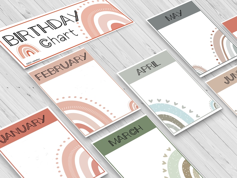 Boho Rainbow Birthday Classroom Display | Classroom Monthly Birthday ...