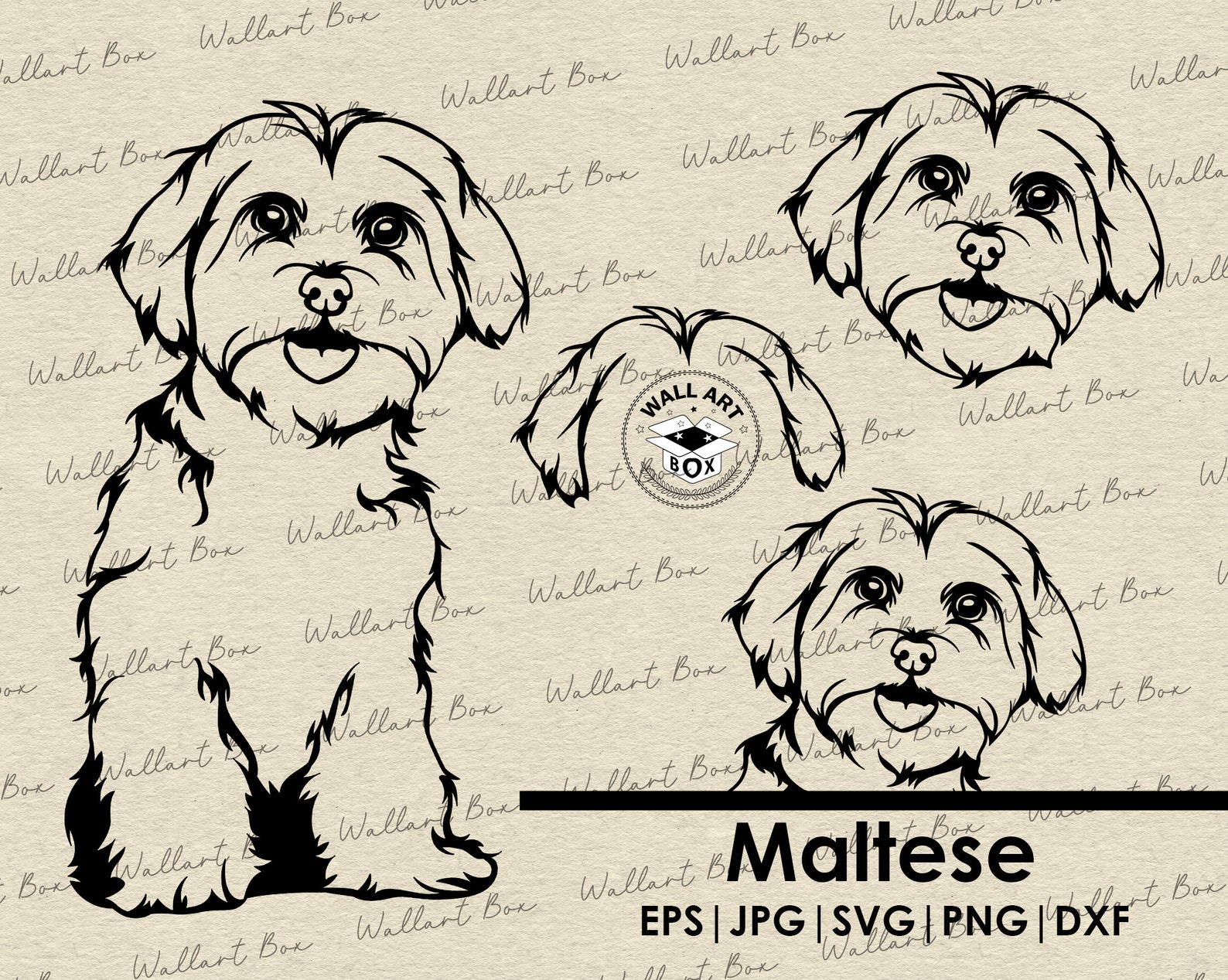 Maltese Svg Dog Full Body Peeking Head Ears Files for Cricut| Clipart ...
